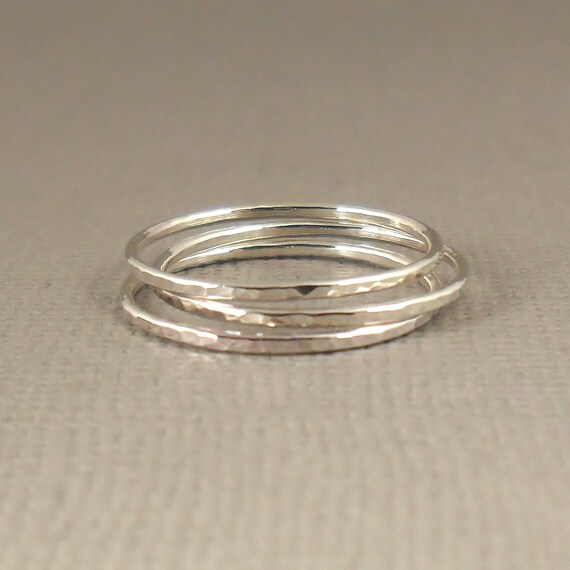 Sterling Silver Ring Set Of Three Stacking Ring Knuckle
