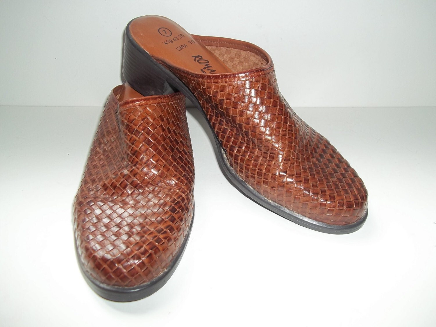 Vintage 80s-90s Romano Woven Leather Shoes Clogs – Haute Juice