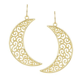 14k Filigree Crescent Moon Earrings Filigree by GianniDeloro