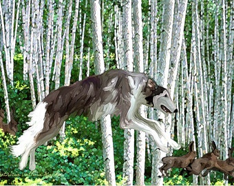 Dogs chasing rabbit | Etsy