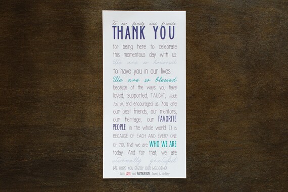 Printable To our family and friends... thank you by LittleMissMrs