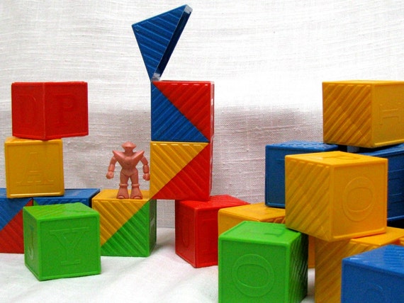 36 Tupperware Alphabet Blocks Sturdy Colorful Fun Plastic