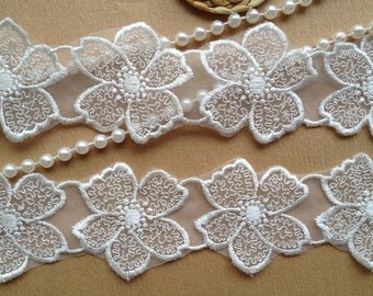 Transparent white embroidered lace trim musical by lacelindsay