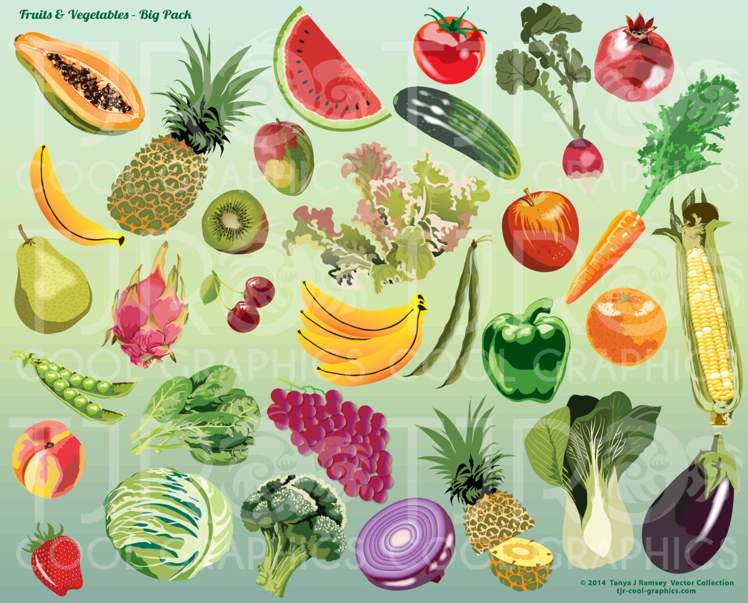 Fruits and Veggies Big Pack Clip Art