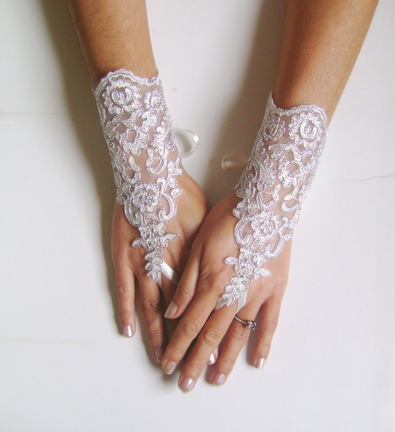 Lace glove free ship ivory wedding prom party bridesmaid special ...