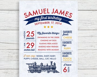 Printable Birthday Stats Poster- Train Birthday Party