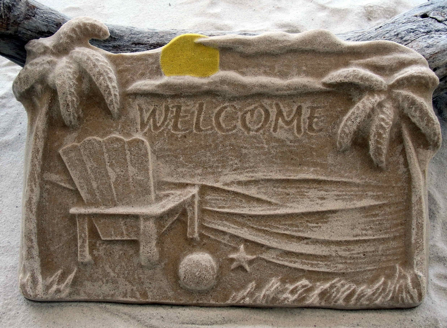 BEACH WELCOME SIGN Made Of Sand