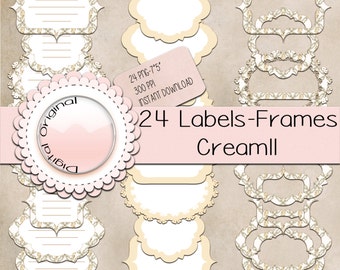 Valentines Shabby Chic Labels Digital Clipart Vintage floral