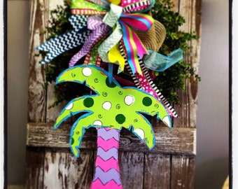 Palm Tree Door Icing Wreath Attachment, Palm Tree Door Hanger, Summer ...