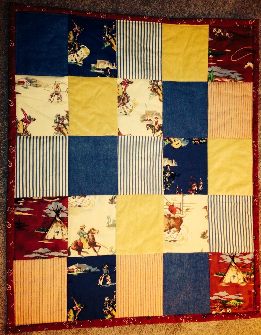 Western or Cowboy themed quilt by MinkyDesignandSuch on Etsy
