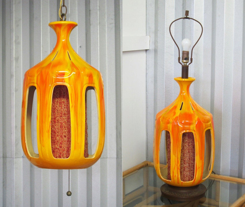 The ultimate groovy orange ceramic lamp set – Haute Juice
