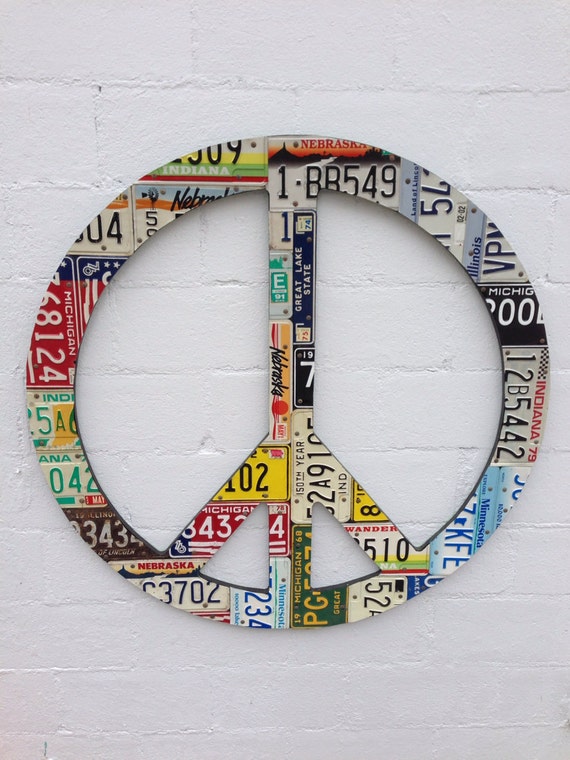 Items similar to 4' Plates of Peace License plate art Peace Sign on Etsy