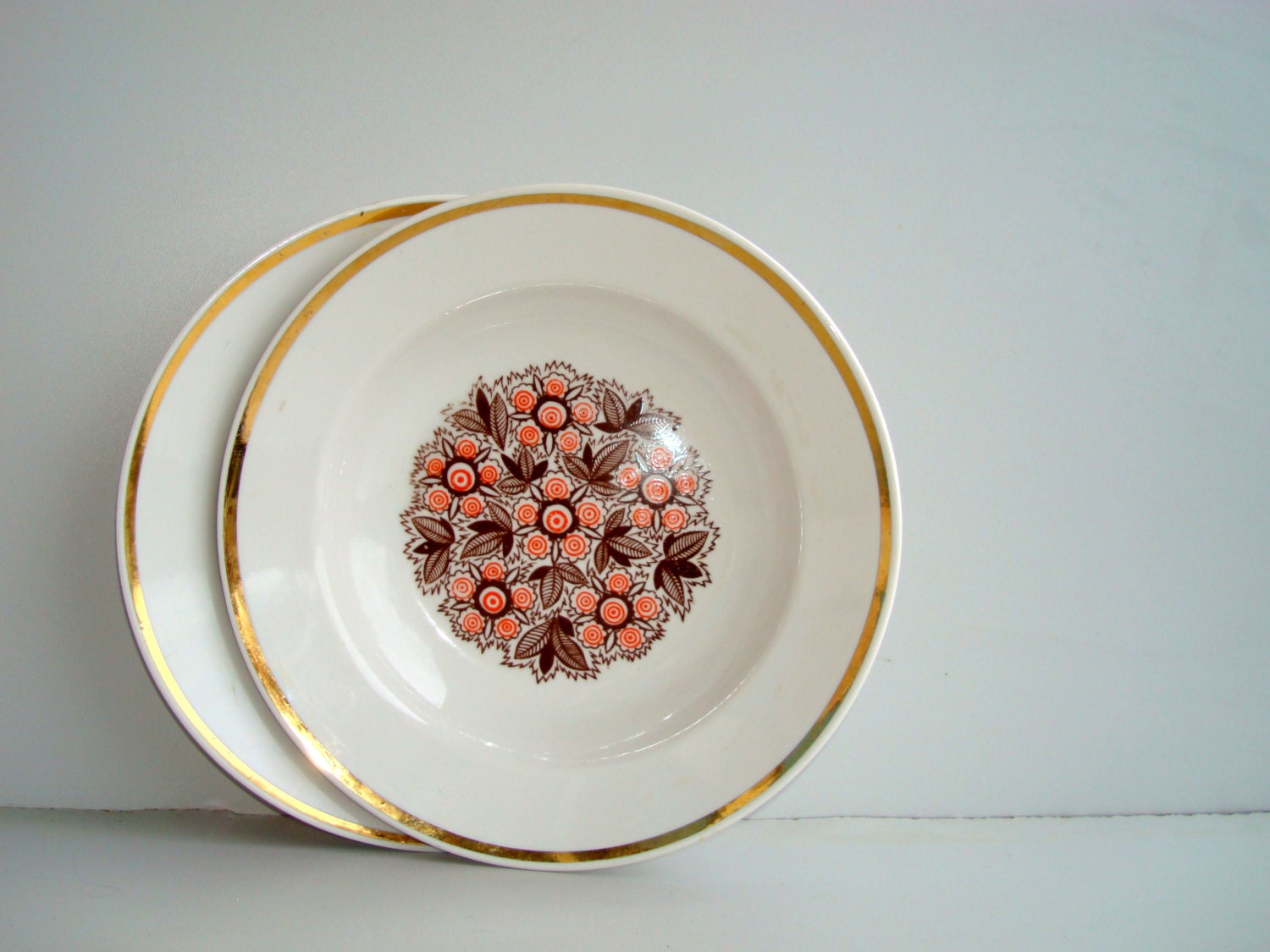 Vintage soup plate, Deep russian pasta dish, porcelain USSR 1970s ...