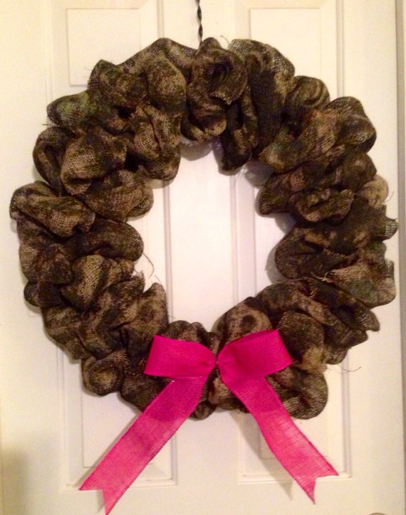 Items similar to 22" Camouflage/Pink wreath on Etsy
