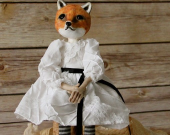 Anthropomorphic Victorian Fox Doll - Art Doll - Melissa