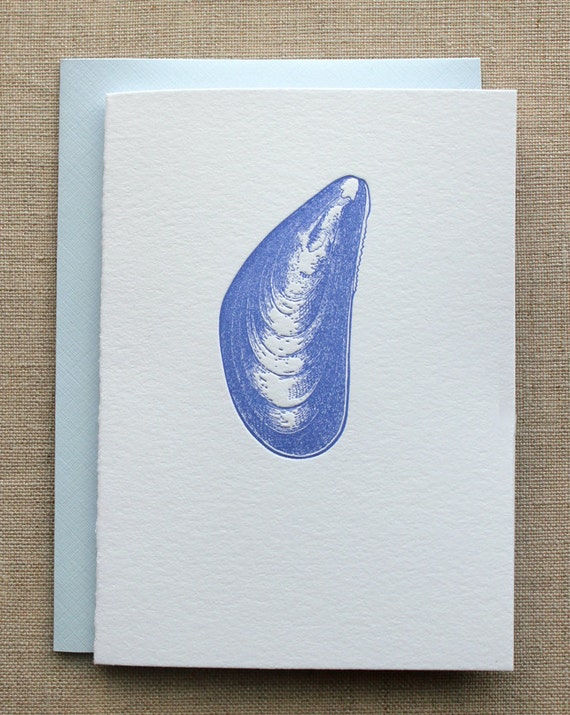 Mussel Letterpress Card Set by Ornamentletterpress on Etsy