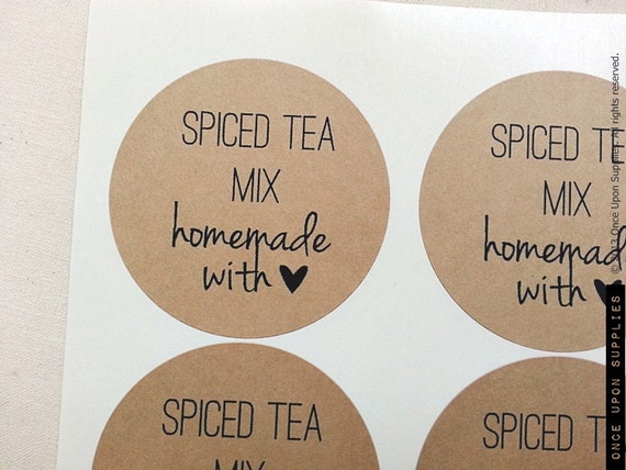 40 Spiced Tea Mix Mason Jar Labels Favor by OnceUponSupplies