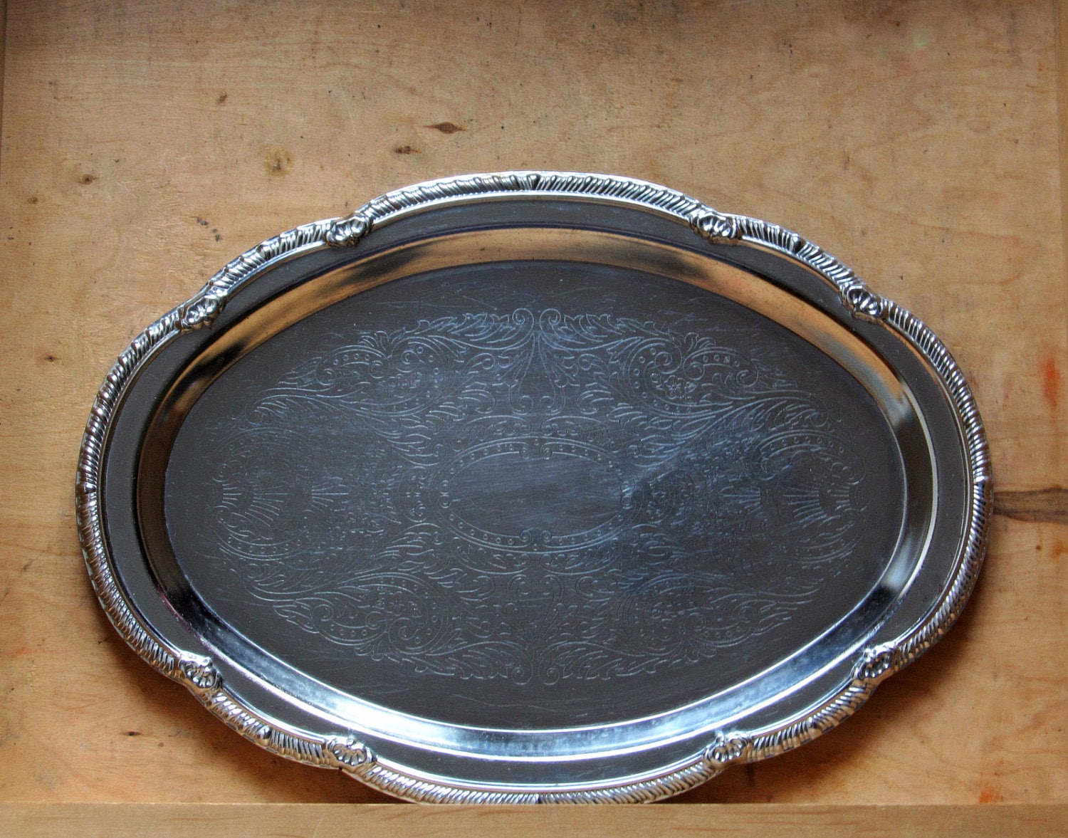 Vintage Swedish Serving Tray, Oval Hostess Tray, Ornate Metal Plate ...