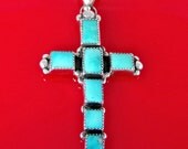 Items similar to Sterling Silver Turquoise Cross Pendant, P0100 on Etsy