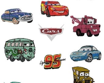 DISNEY CARS 1 and 2 - Machine Embroidery Files - 72 Designs - Pes ...