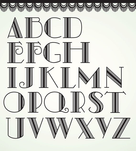 Art Deco Vector Alphabet retro letters clipart design elements