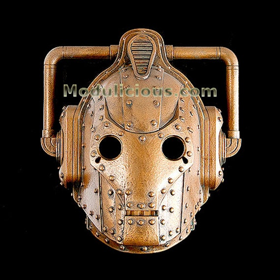 Items similar to Steampunk Dr Who Copper Cyberman Helmet Paper Giclee ...