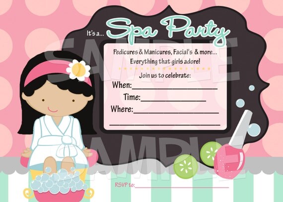 Spa Party Invitation Blank Templates