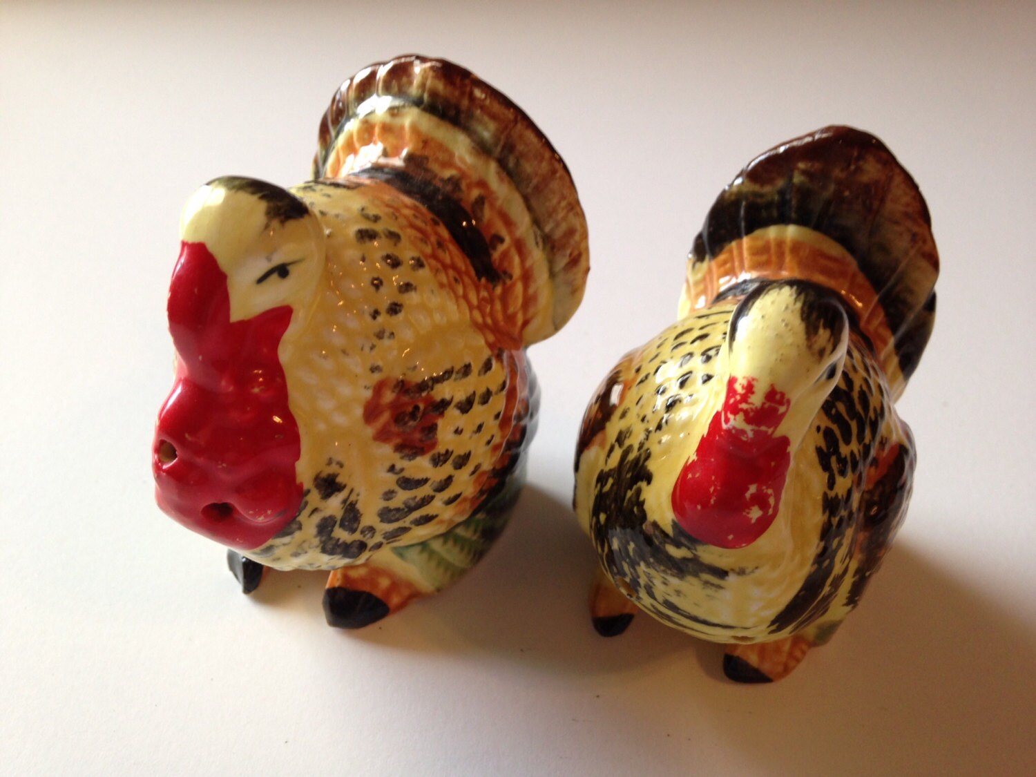 Set of Vintage Thanksgiving Turkey Salt and Pepper Shakers with Cork ...