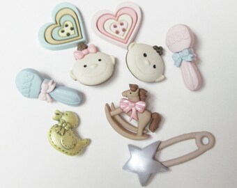 Baby Toys Buttons 12 to a set by LaurelArts on Etsy