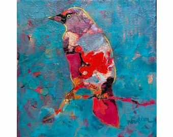 Abstract Bird Art, Modern Bird Design, Mixed Colors, Colorful Collage ...