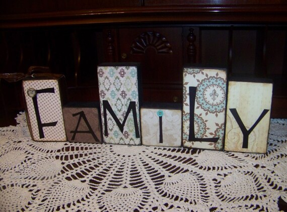 Family Decorative Wooden Block Set Handmade