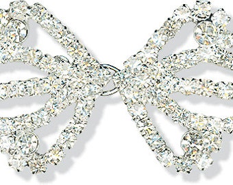 JHB Sweater Clasp Brilliant Leaf Silvertone Rhinestones