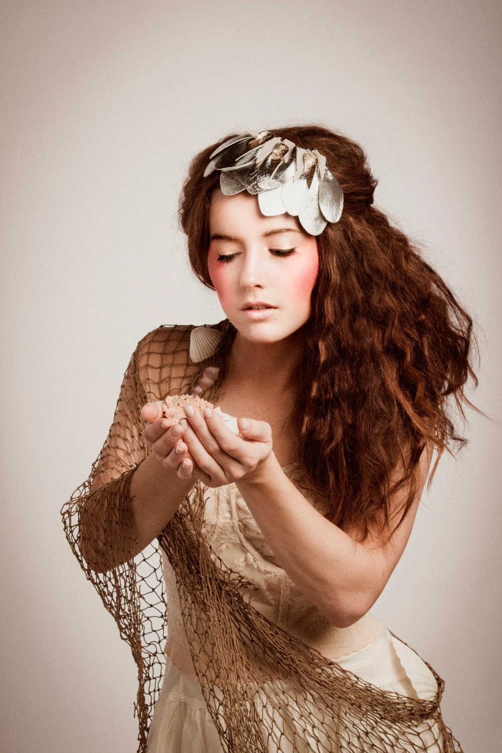 The JOYCE silver headpiece leather headpiece leather hat