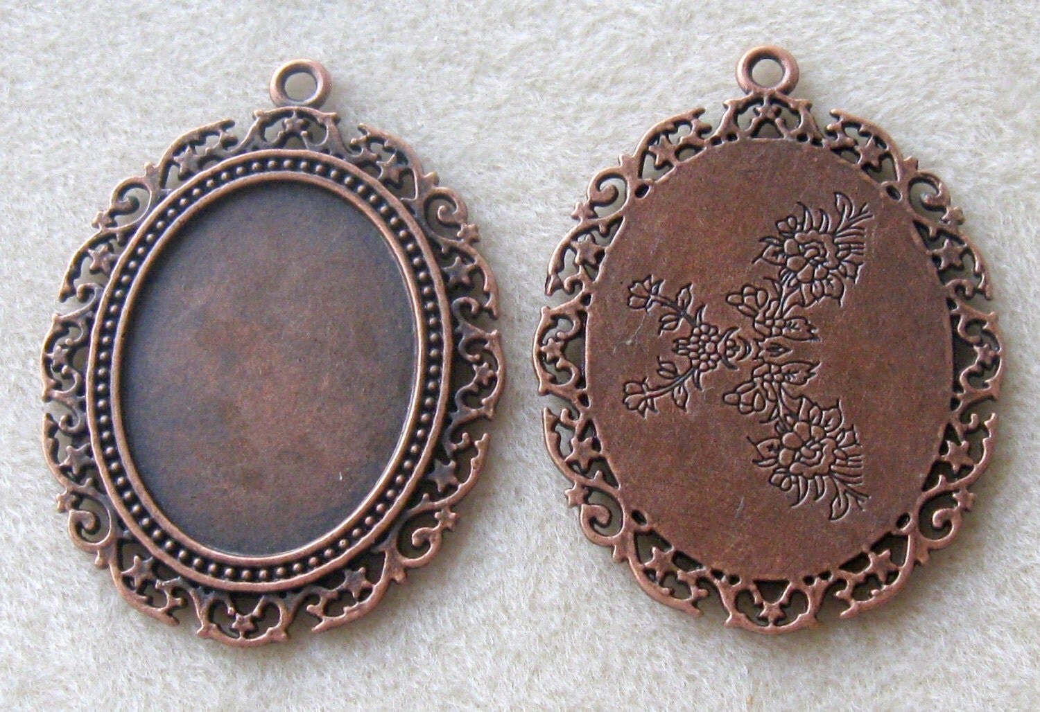 Antiqued Oval Fancy Copper Bezel Trays Setting Blanks