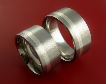 Matching Damascus Steel Ring Set Wedding by StonebrookJewelry