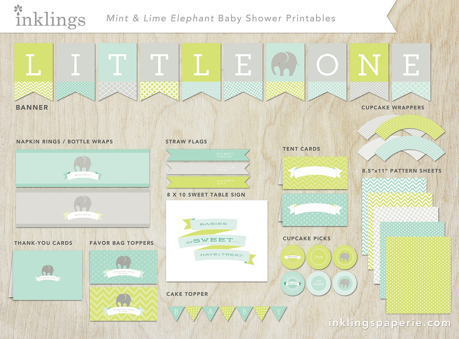 Printable Decorations // Baby Shower or First Birthday Blue