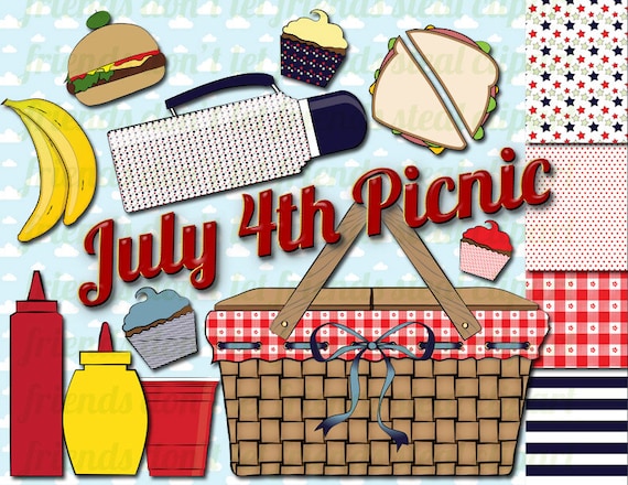 July 4th Picnic Digital Clipart 4th of July Digital Clip Art