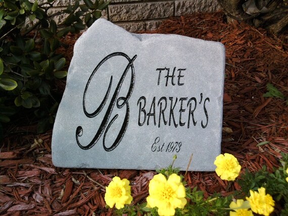 Engraved Stone with Family Name