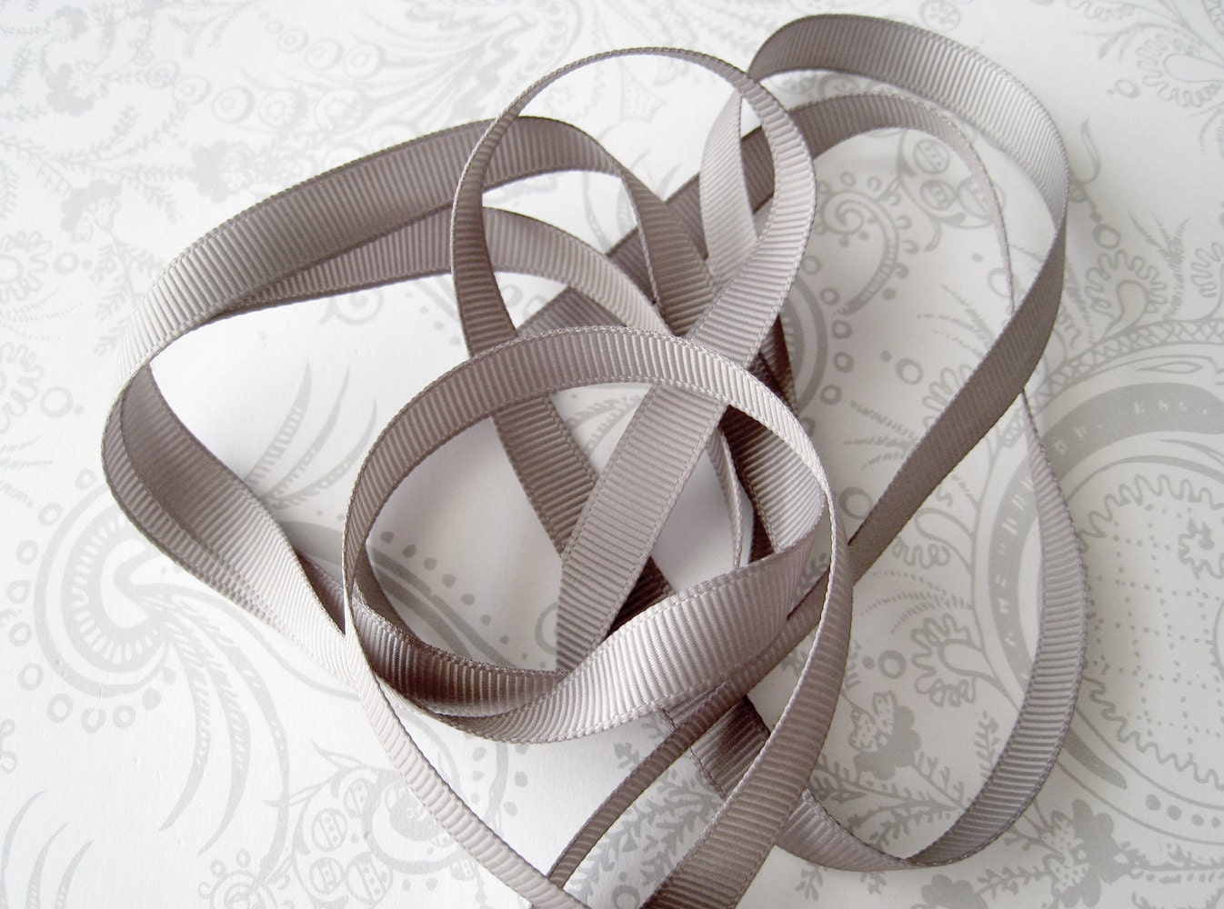 Gray Grosgrain Ribbon 3/8 3 yards Silver Grey