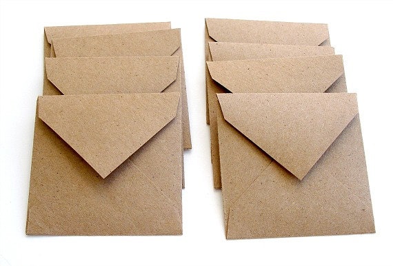 Mini kraft envelopes Set of 18 mini square by SweetCarolineCards