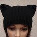 Hat Cat.Ladies beanie ''Black Cat'' Hand knitted by WoolyThinker