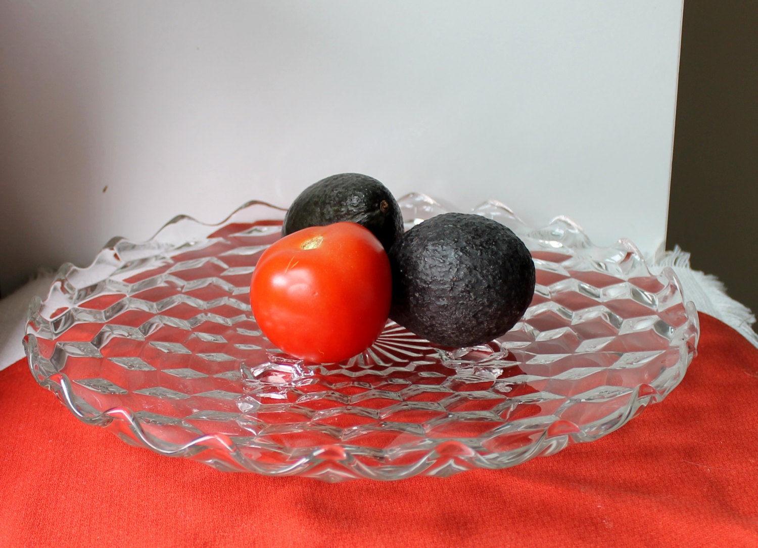 12″ Serving Plate- Depression Glass Block Optic Pattern – Haute Juice