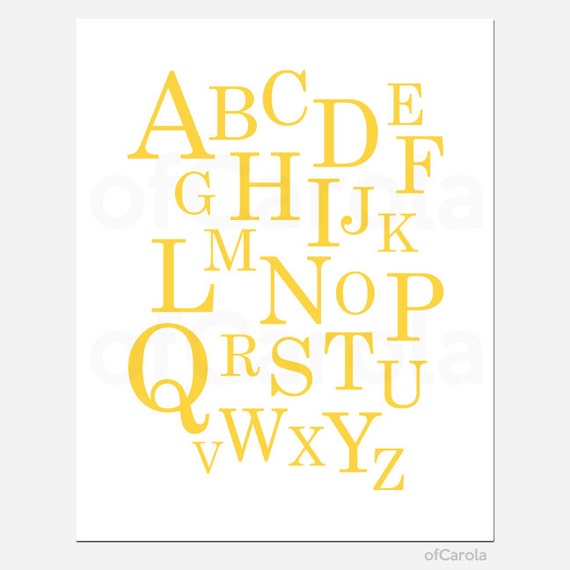 Items similar to PERSONALIZED Alphabet Wall Art Print - Kids Wall ...