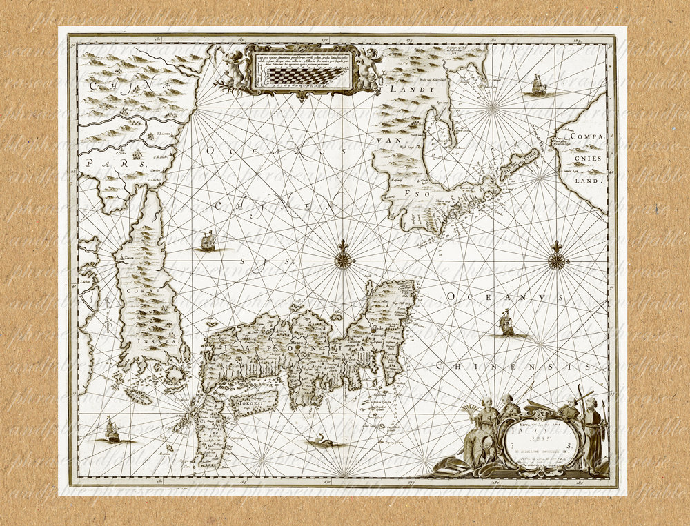 Map Of Japan From The 1600s 297 Asia Far East Ocean Tokyo