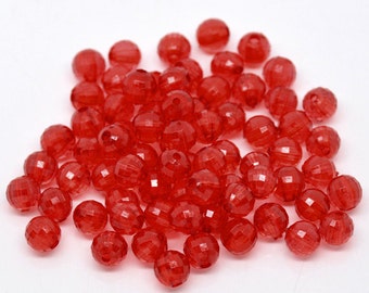 Red crystal beads | Etsy