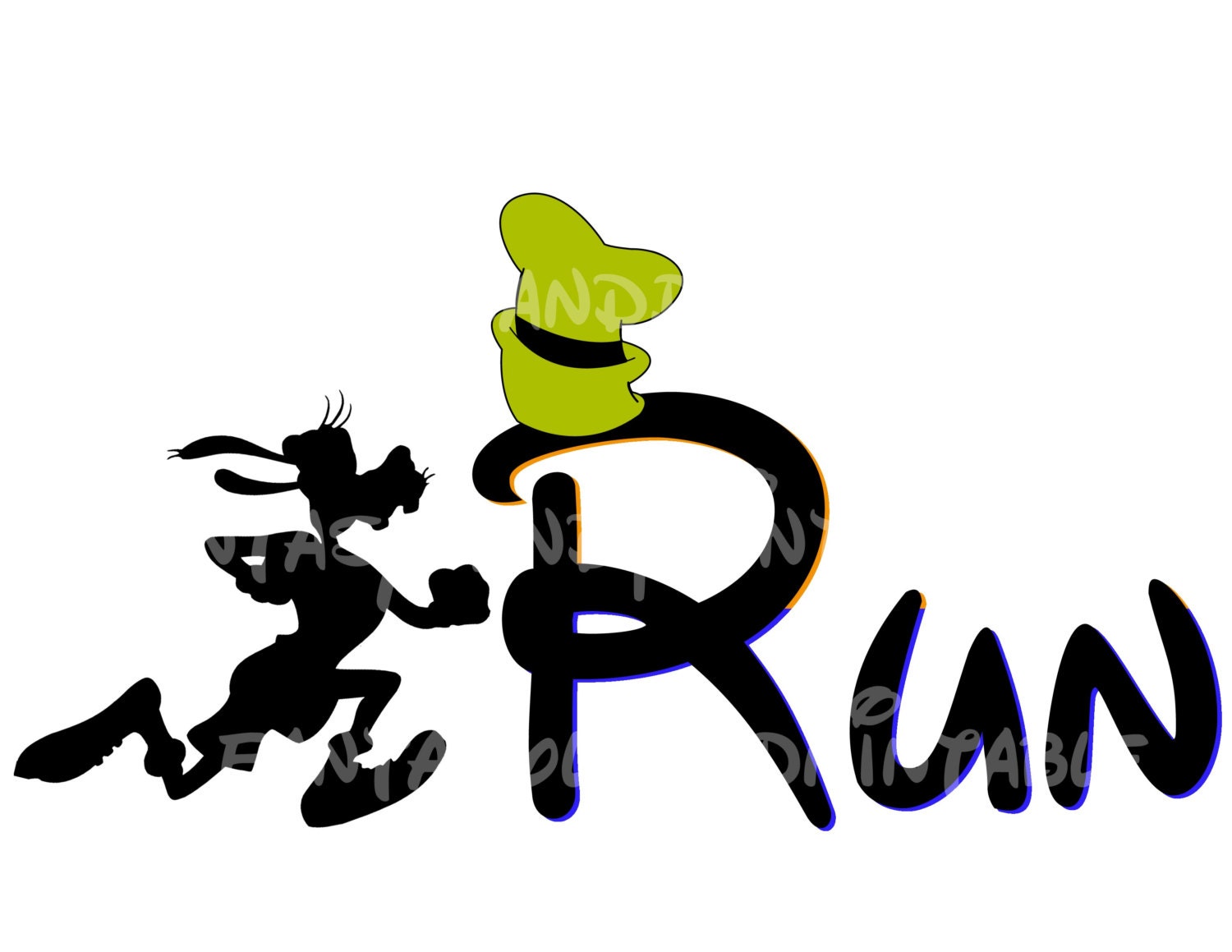 Items similar to Goofy Run Marathon Disney Mouse You Print at Home DIY ...