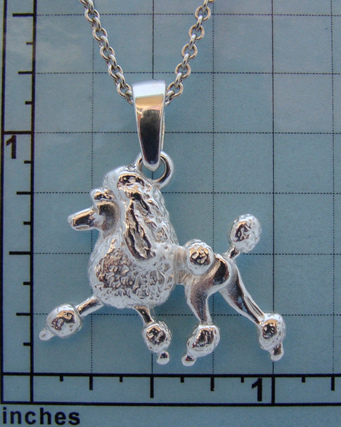 Small Sterling Silver Poodle Moving Study Pendant by BestK9buds