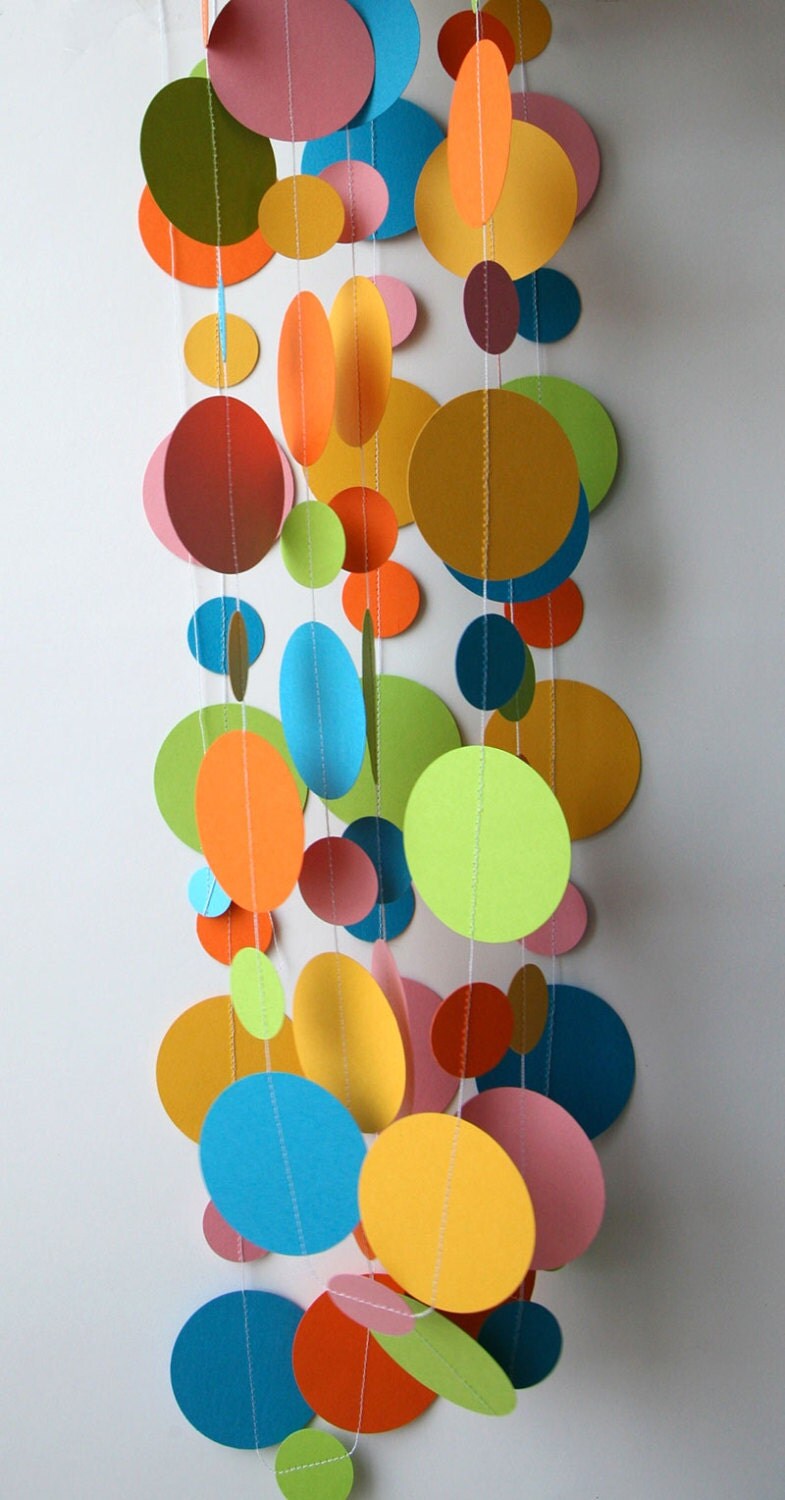 Paper garland Multicolored circles garland by TransparentEsDecor