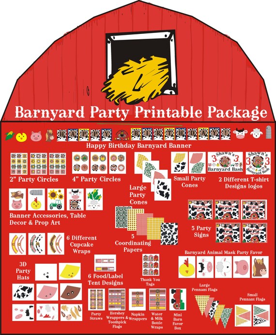 Items similar to Deluxe Farm Barnyard Party Printable DIY Package with ...