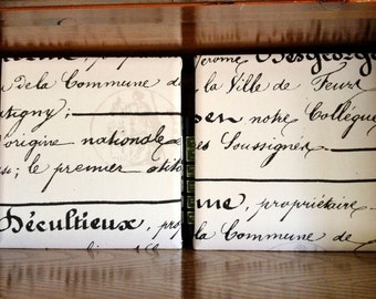 Stretched Canvas, Classy Home Decor, French Script Wall Decor